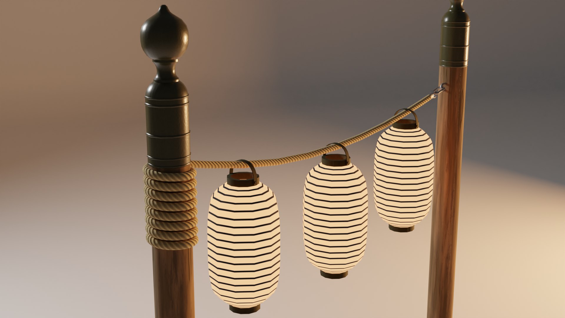 3D Japanese Lantern Pole - TurboSquid 2174173