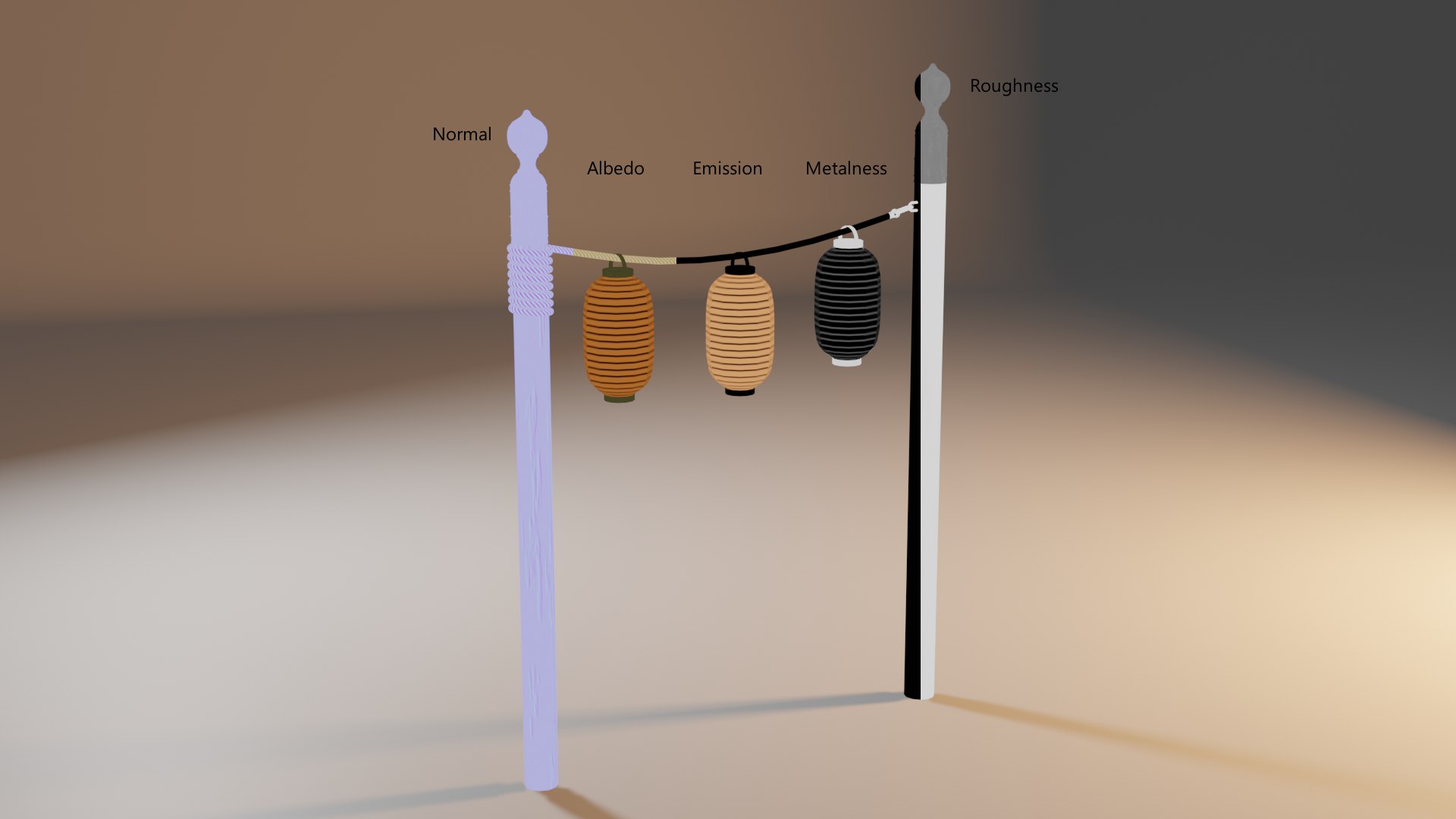 3D Japanese Lantern Pole - TurboSquid 2174173