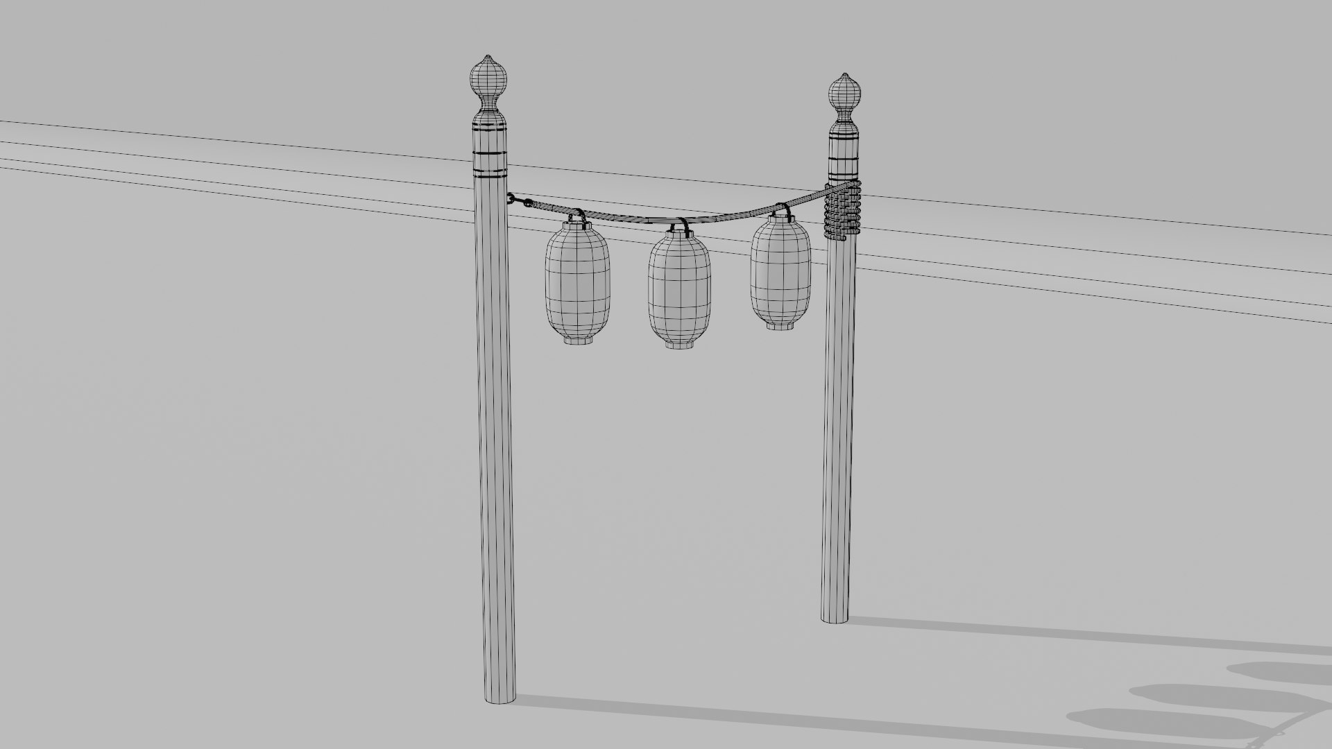 3D Japanese Lantern Pole - TurboSquid 2174173