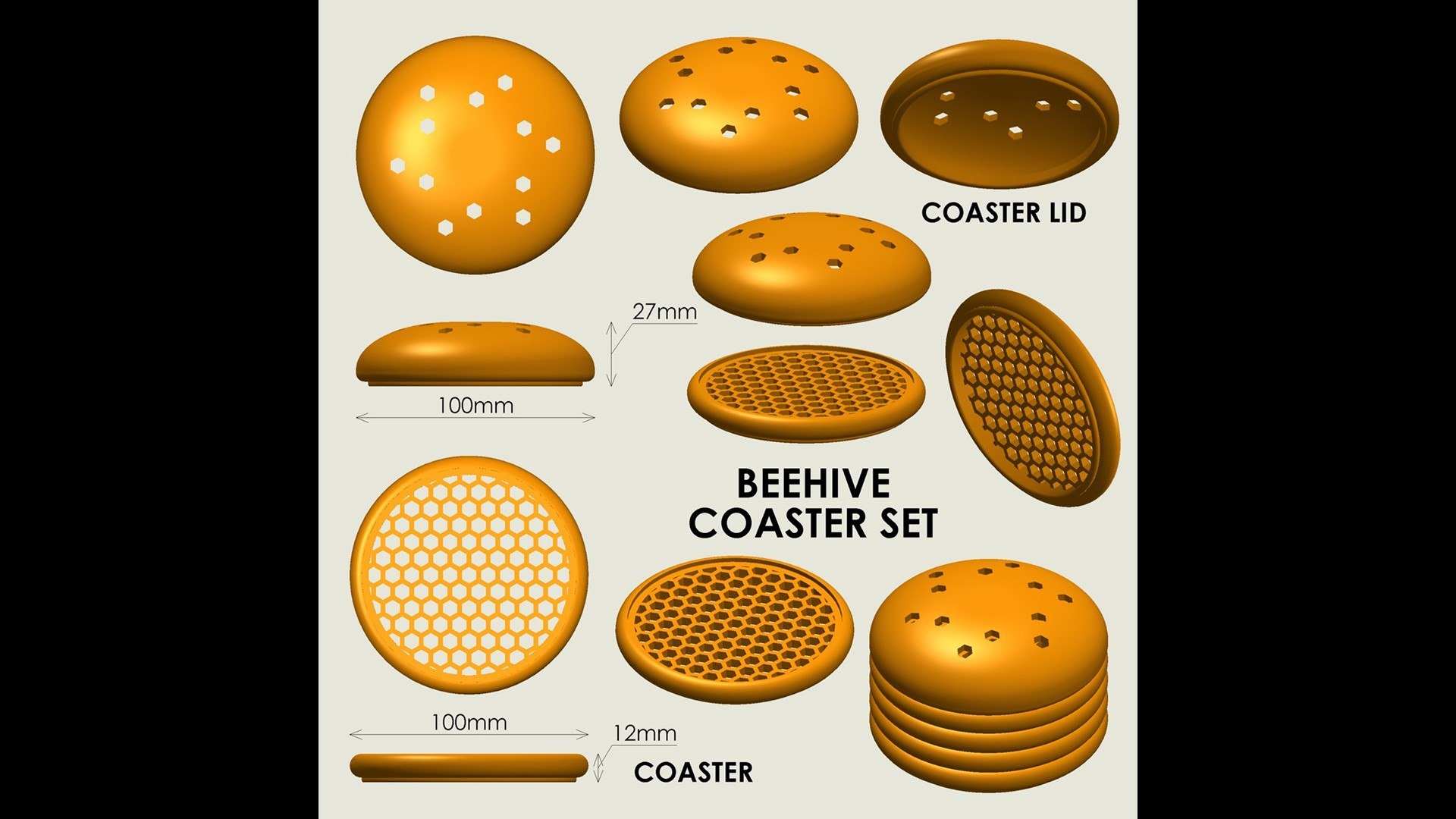 3D Beehive Coaster Set - TurboSquid 2391139