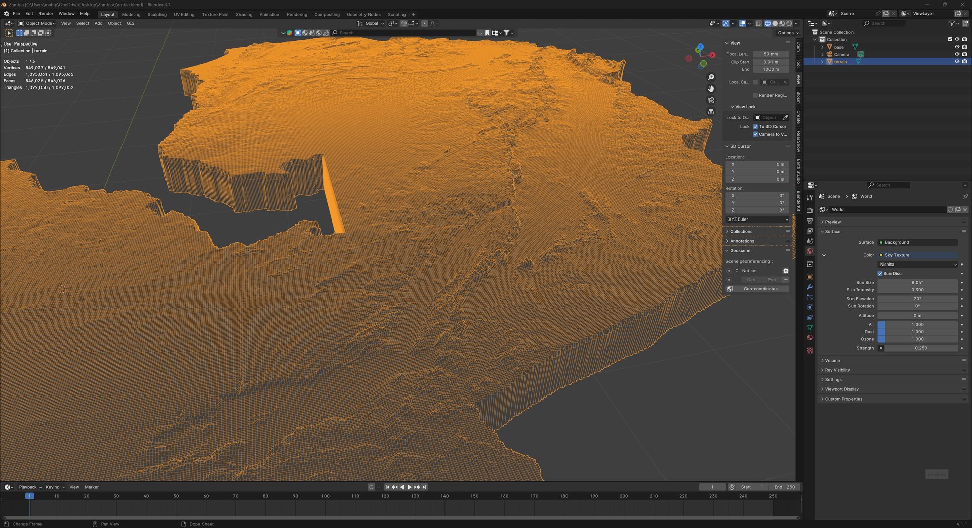 3D Model Zambia Terrain Map - TurboSquid 2337652