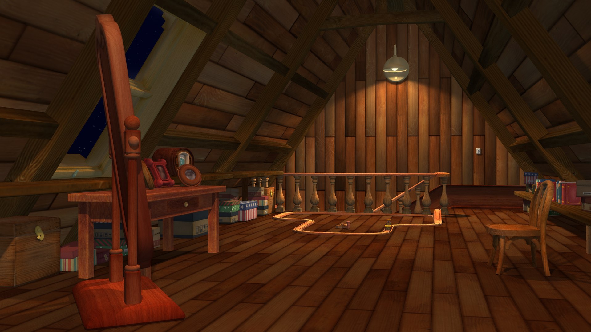 3D Cartoon Bedroom Attic Loft - TurboSquid 1469595
