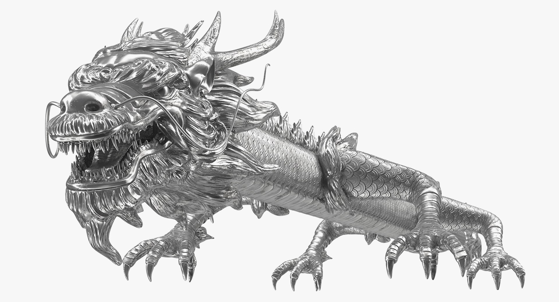 Silver Dragon 3D Model - TurboSquid 1381057