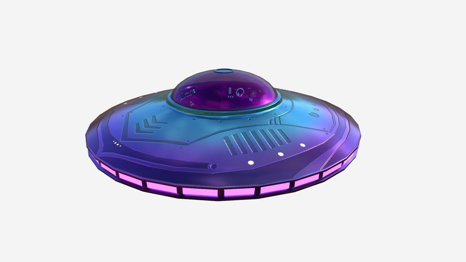 3D Model Alien Spaceship UFO B04 Purple Blue - Sci Fi Spacecraft Design ...