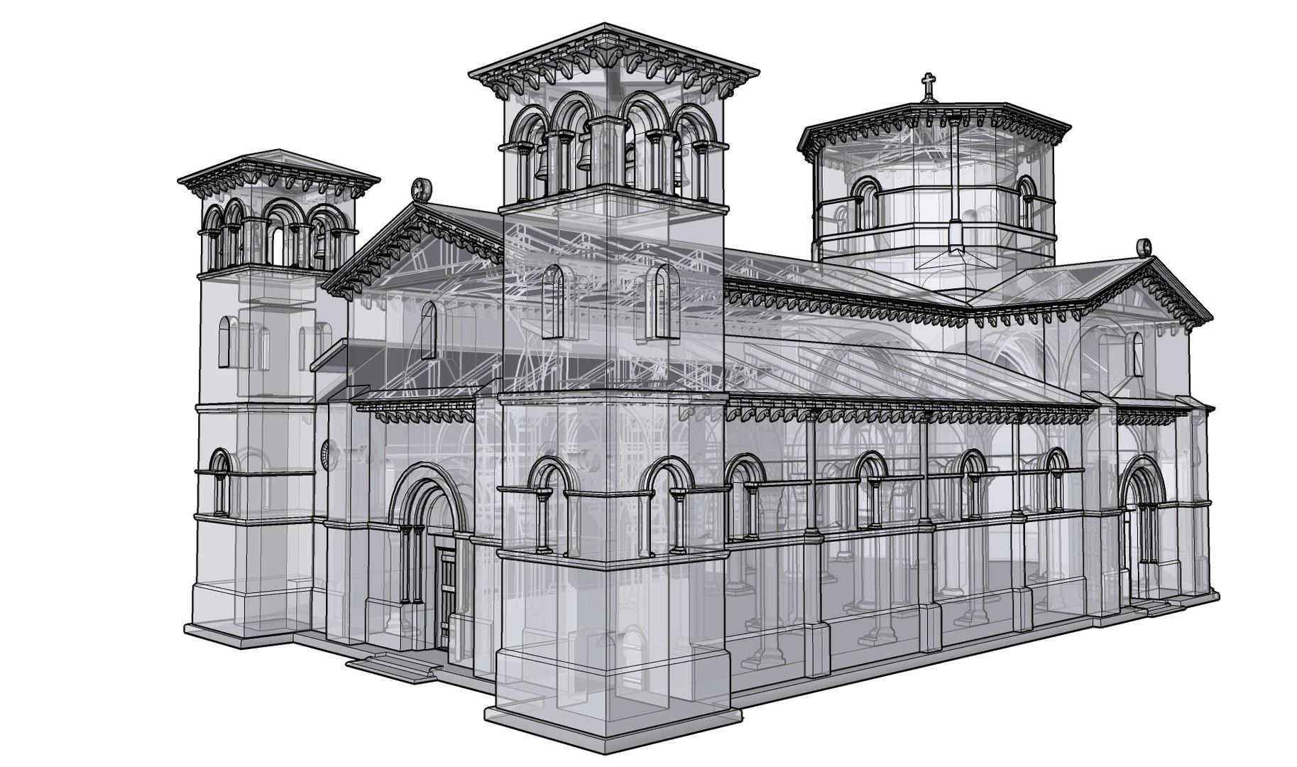 3D romanesque church model - TurboSquid 1290810