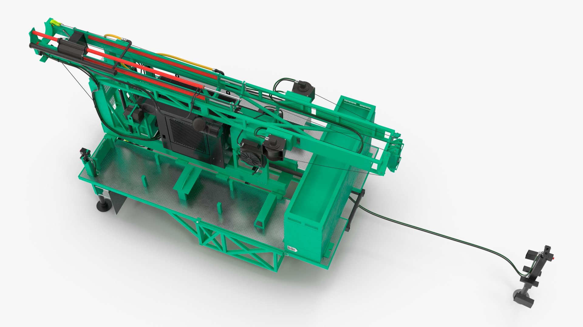 3D International Mobile Mechanical Drilling Machine Green Rigged Model ...