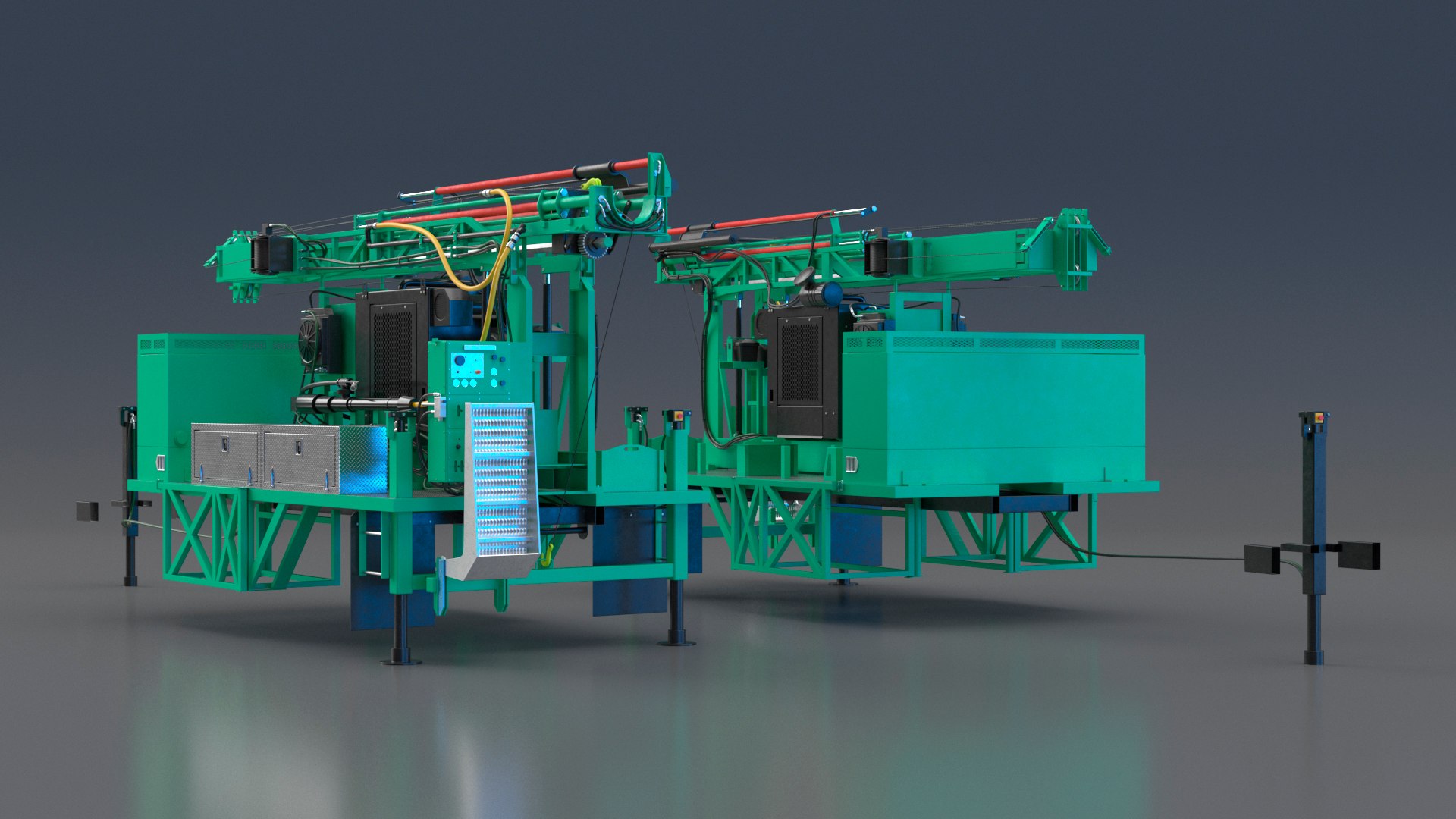 3D International Mobile Mechanical Drilling Machine Green Rigged Model ...