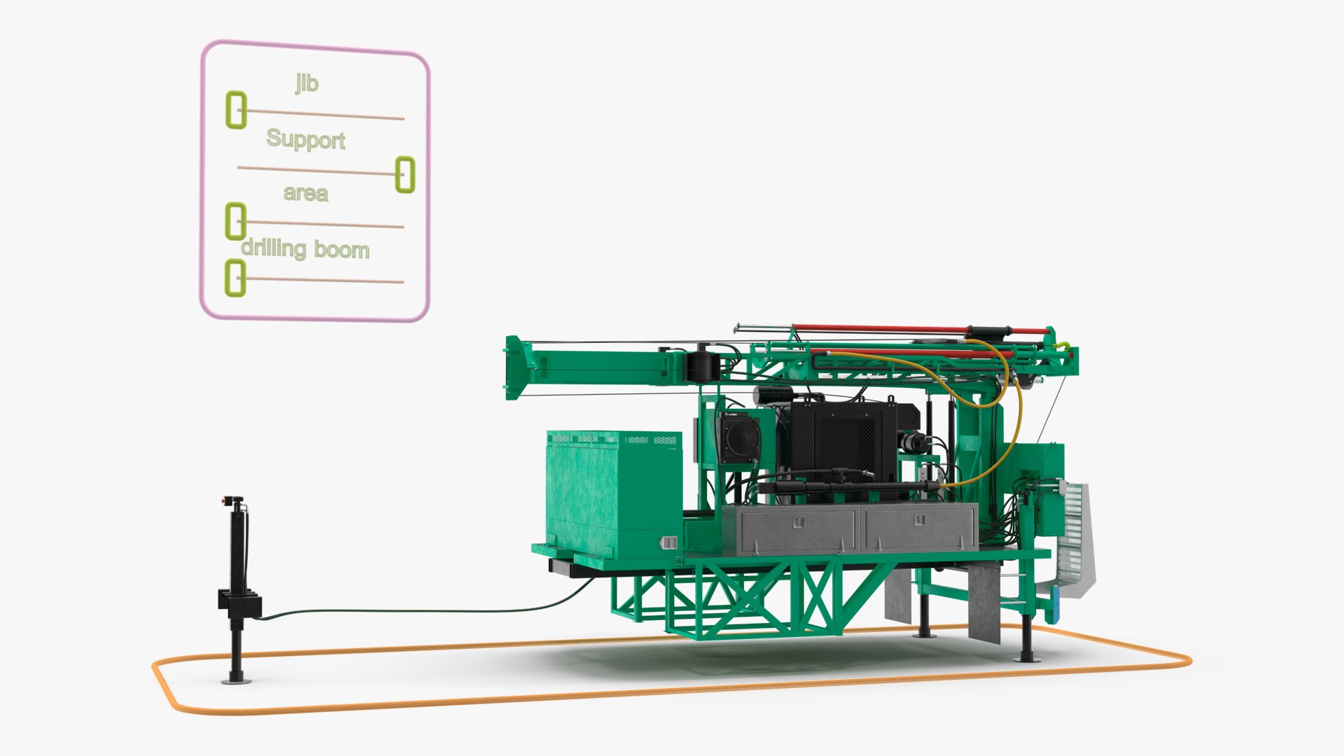 3D International Mobile Mechanical Drilling Machine Green Rigged Model ...