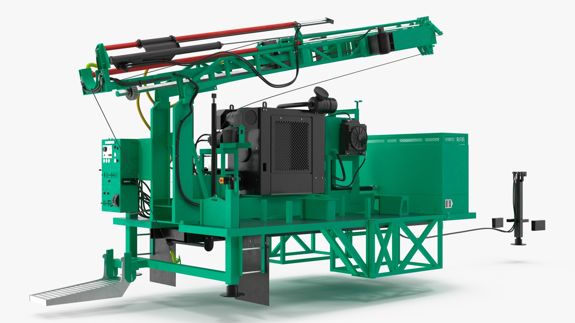 3D International Mobile Mechanical Drilling Machine Green Rigged Model ...