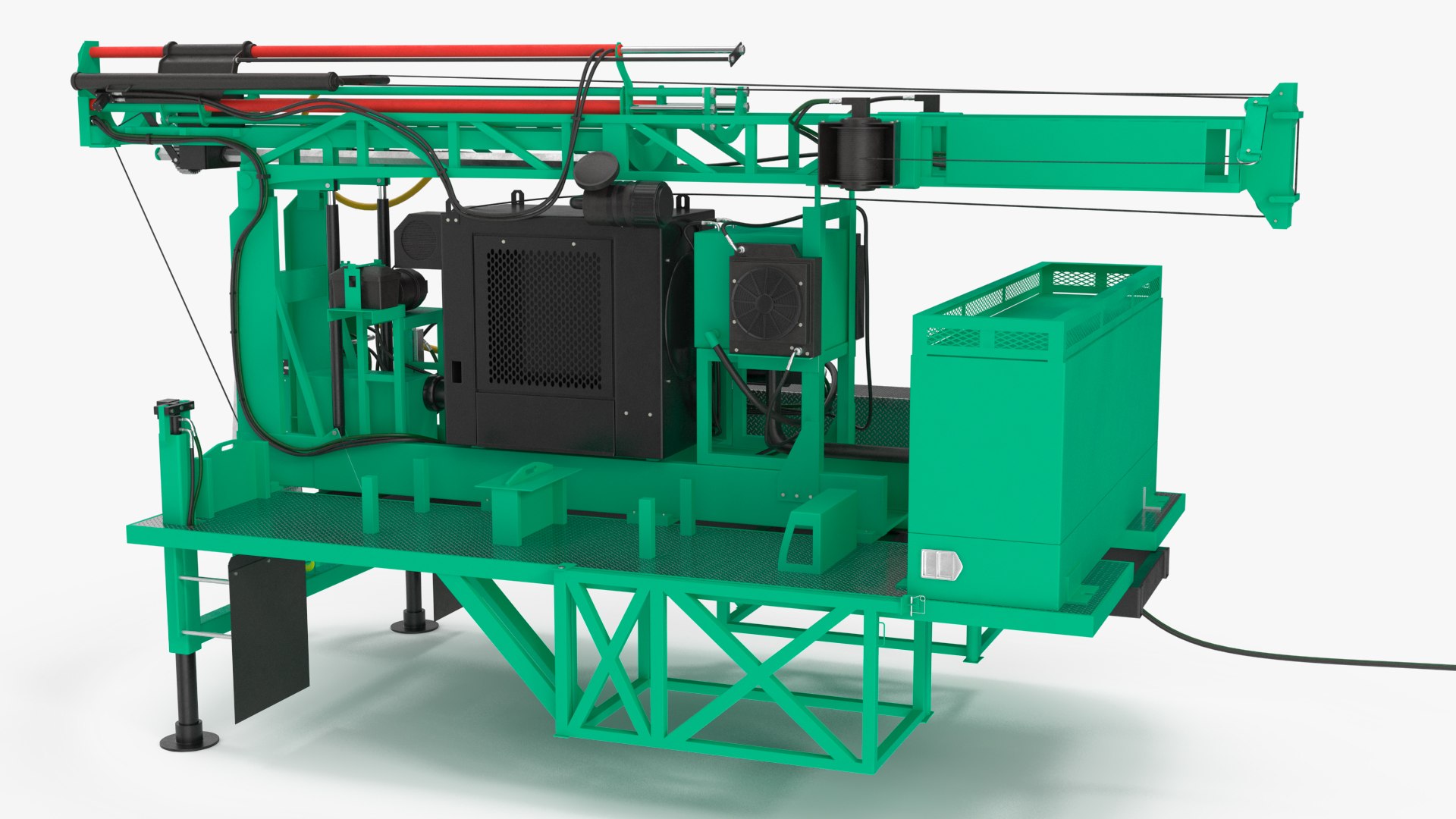 3D International Mobile Mechanical Drilling Machine Green Rigged Model ...