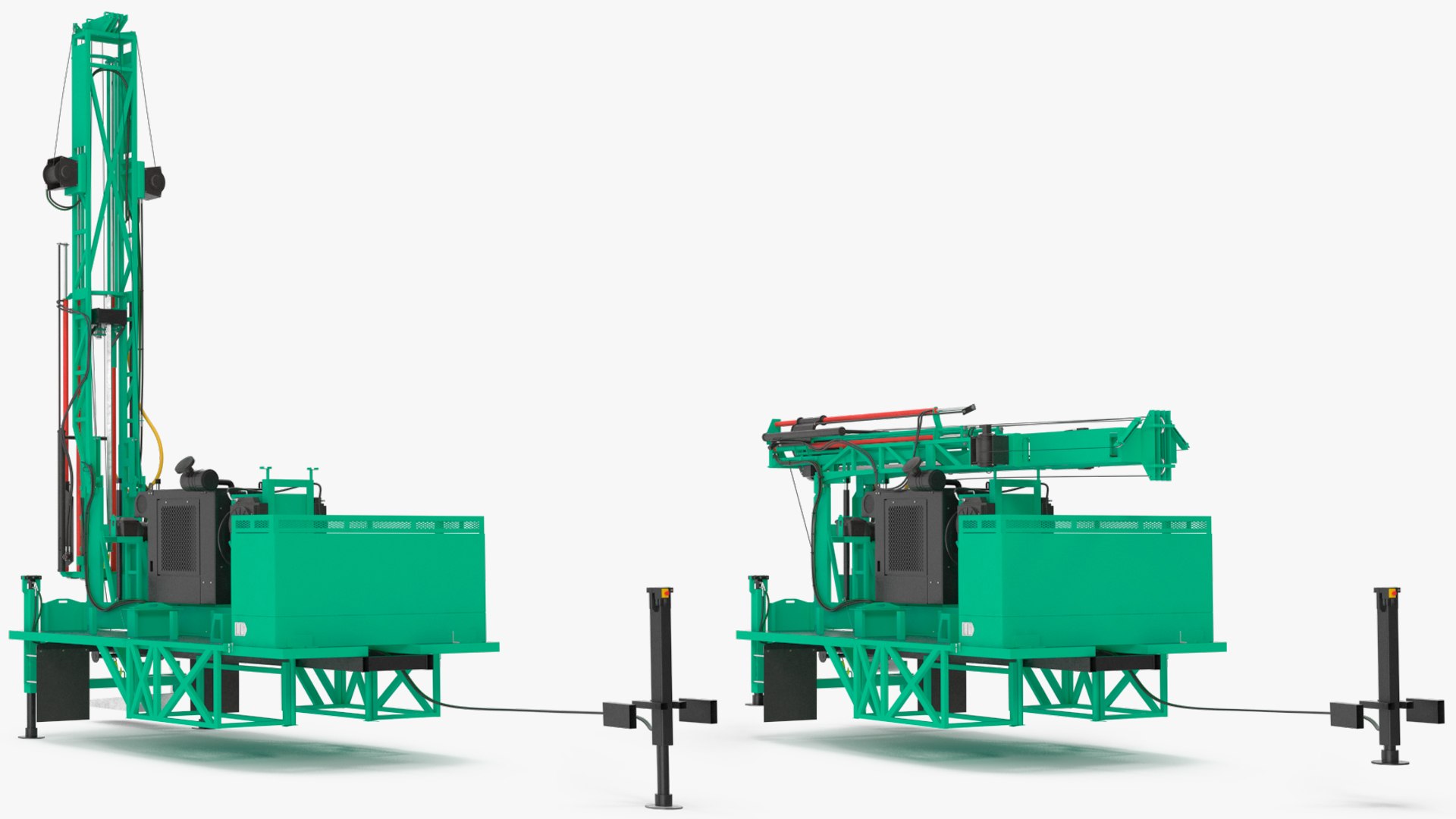 3D International Mobile Mechanical Drilling Machine Green Rigged Model ...