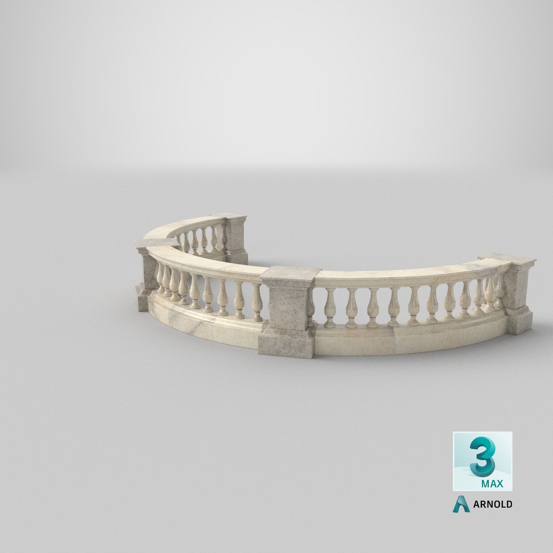 3D Classic Curved Balustrade model - TurboSquid 1900094