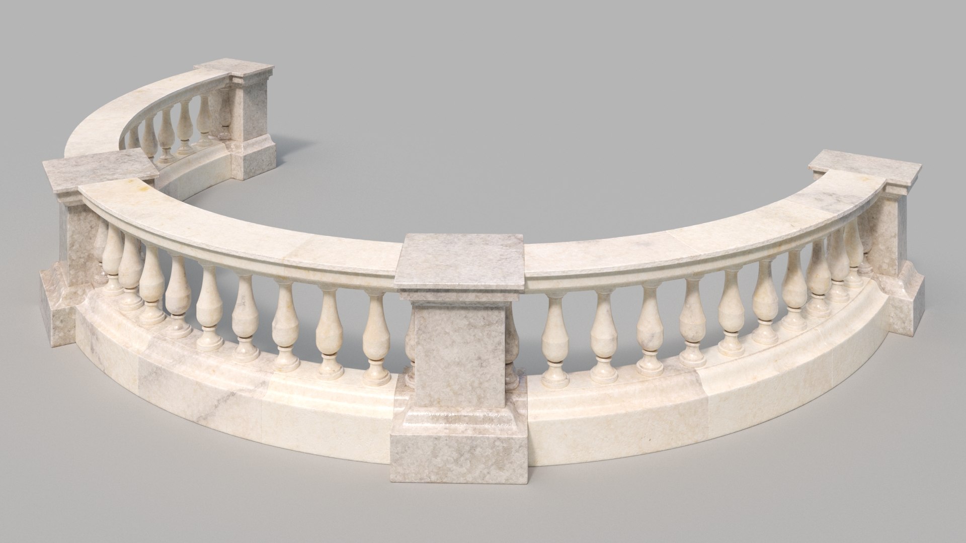 3D Classic Curved Balustrade model - TurboSquid 1900094