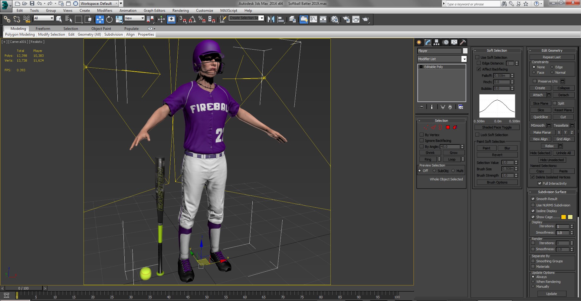 3D Softball Bat Ball Model - TurboSquid 1470677