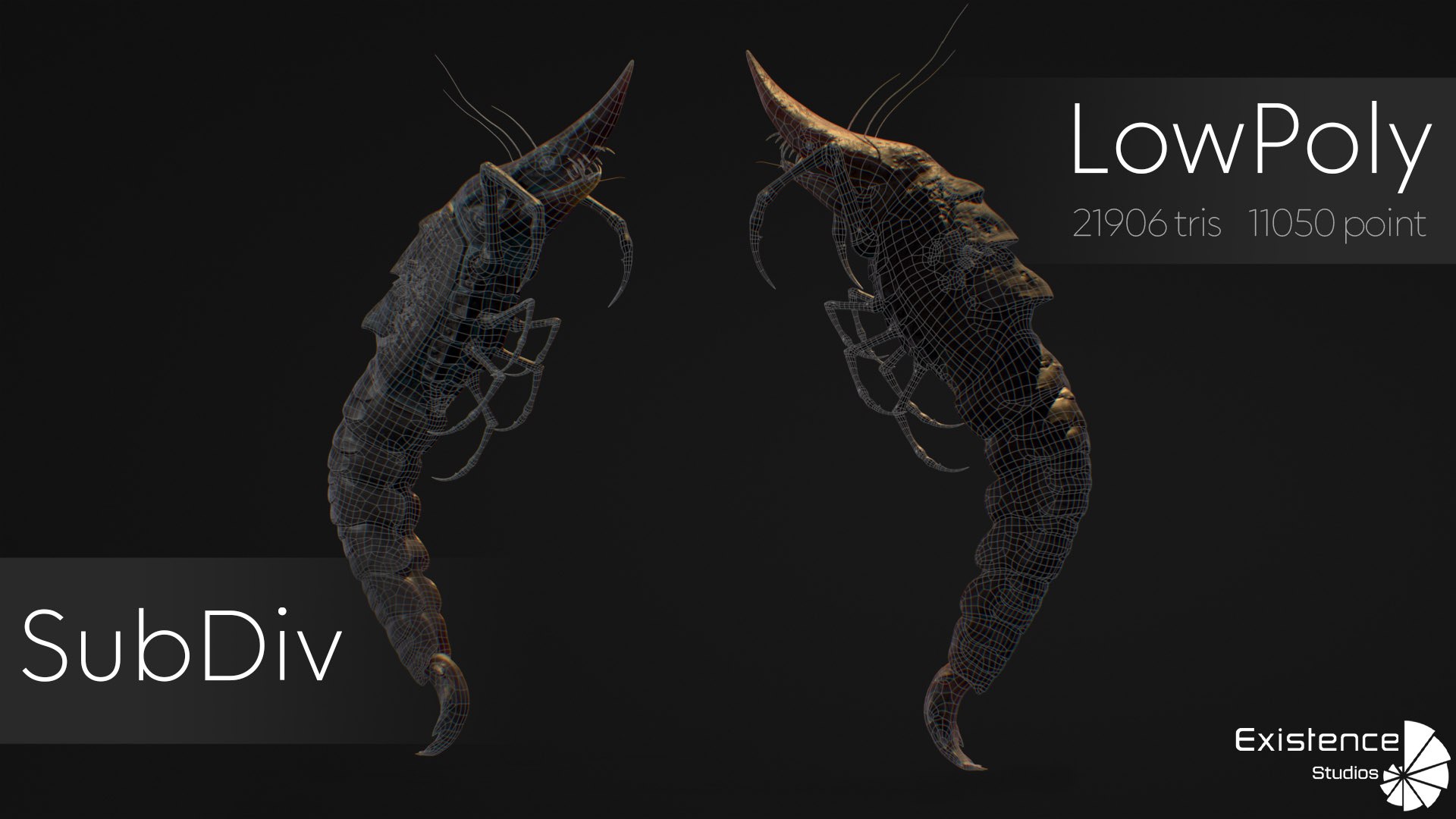 3D Caridean Shrimp Low Poly Model - Underwater Creatures - Ocean ...