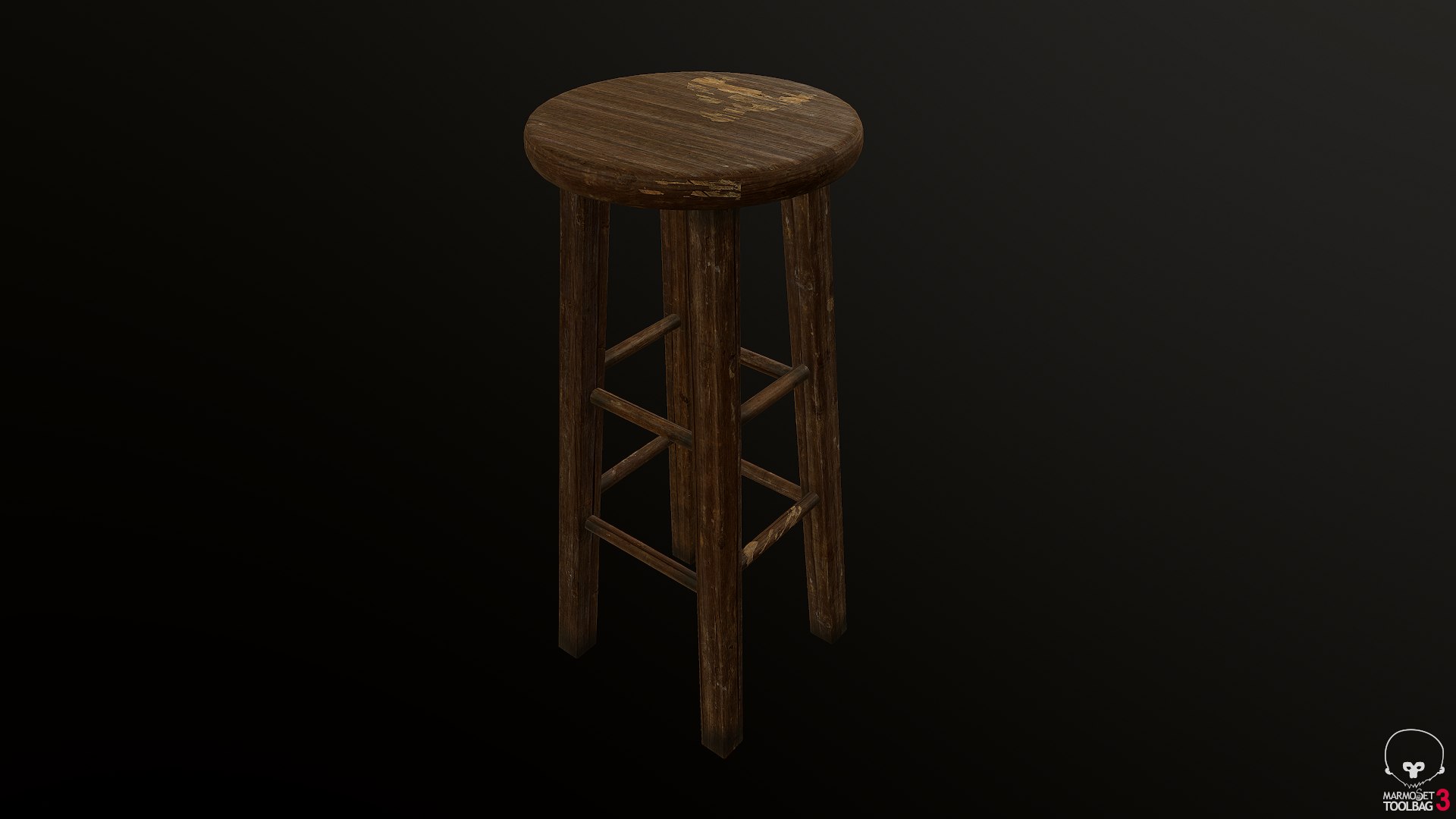 Old Wooden Stool Model - TurboSquid 1707887