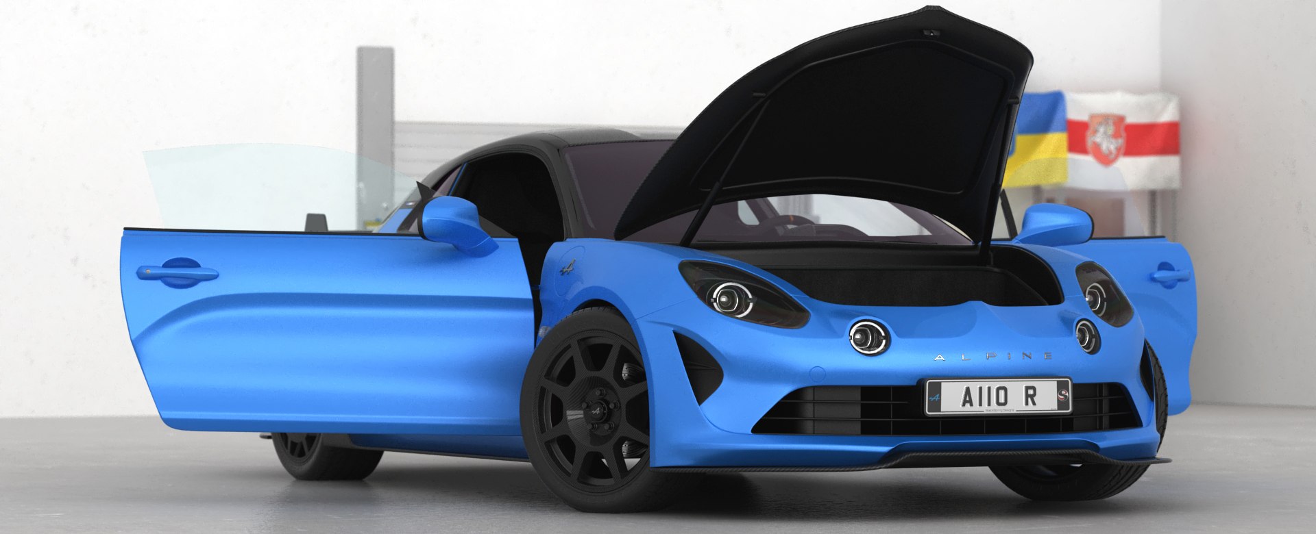3D Alpine A110 R 2023 Opening doors and trunk - TurboSquid 2080864