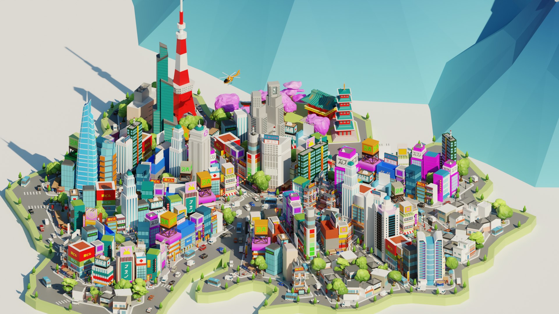Low Poly Tokyo Japan City 3D - TurboSquid 2291885