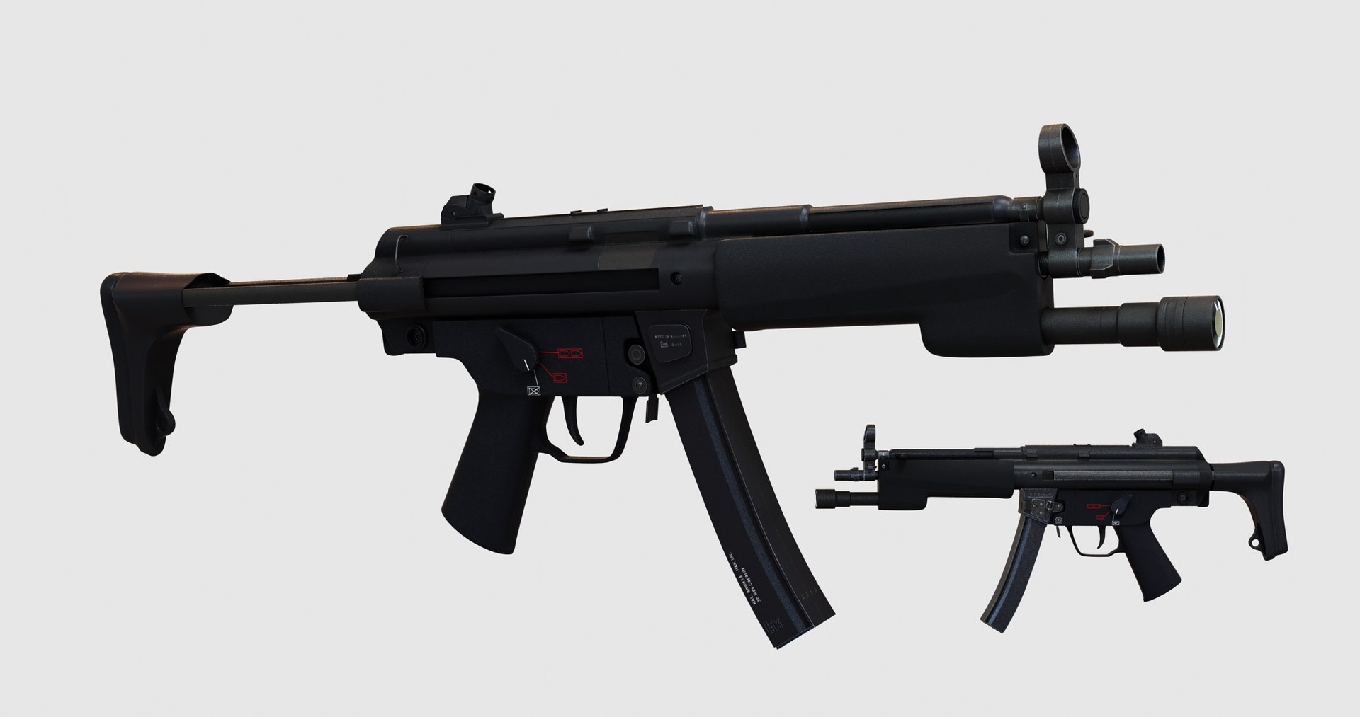 Realistic Submachine Gun A3 Obj