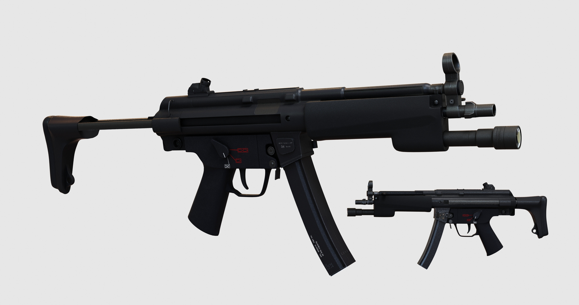 realistic submachine gun a3 obj