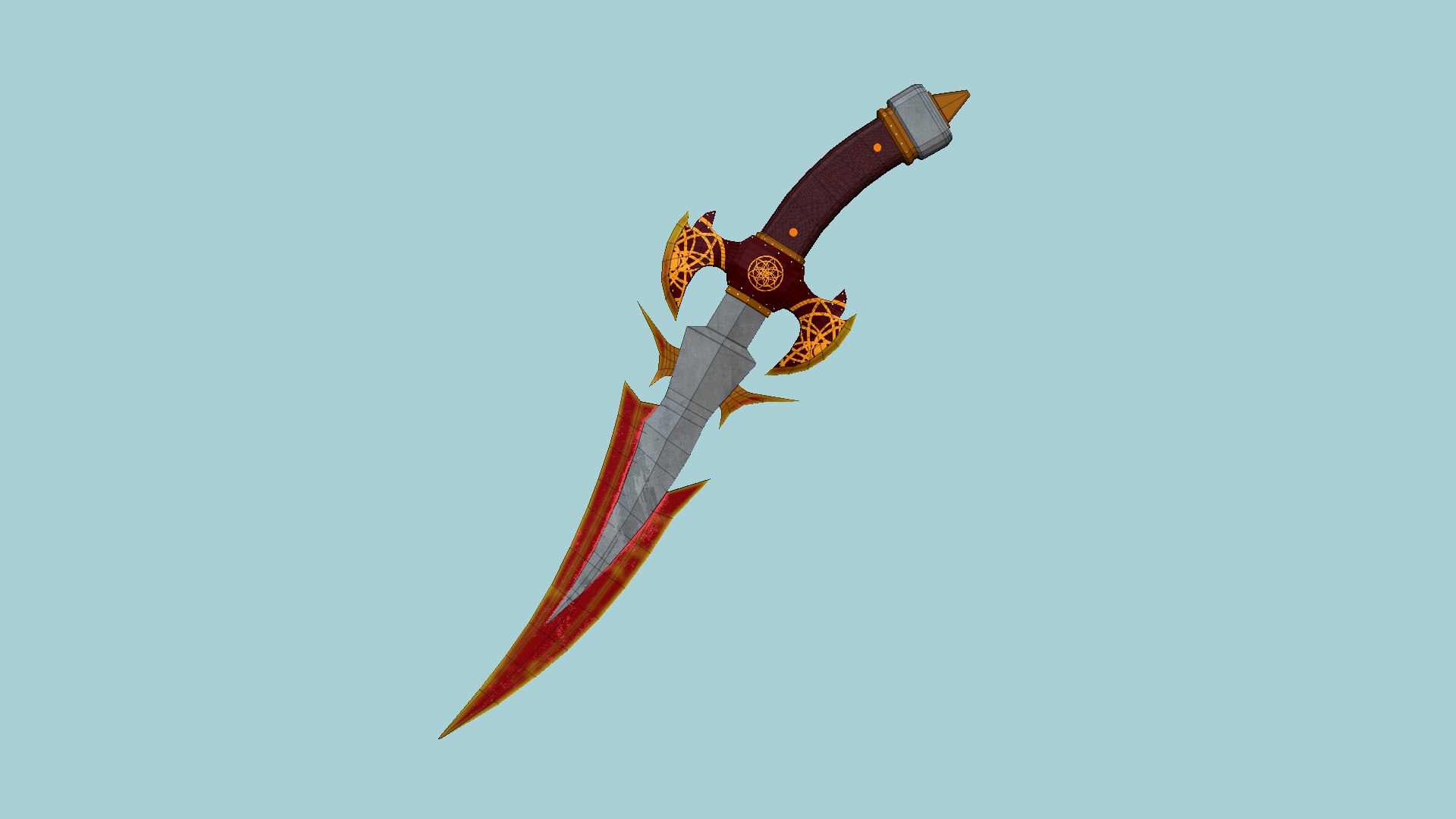 3D Medieval Dagger 07 Red Elemental - Fantasy Character Weapon ...