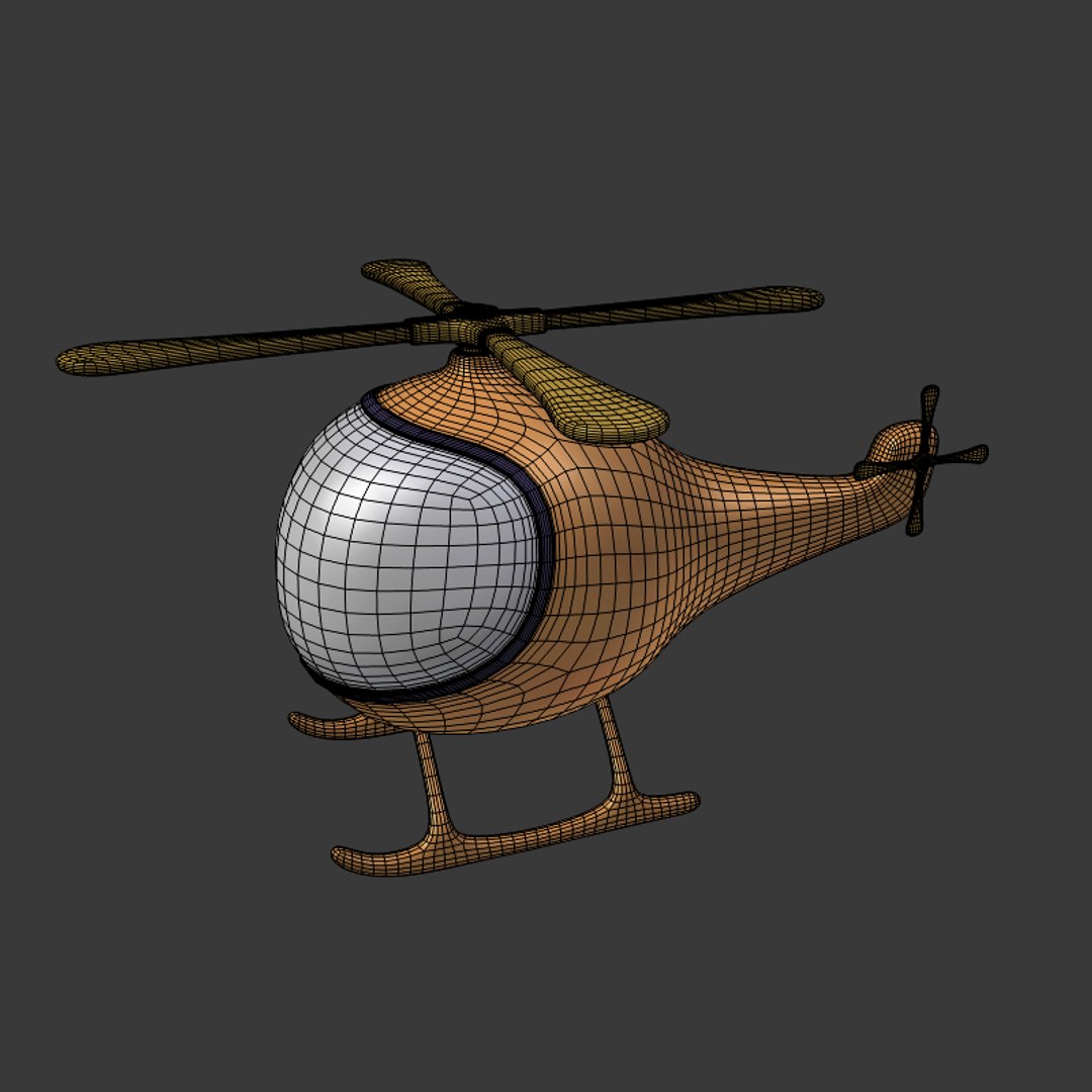 Cartoon Helicopter Obj