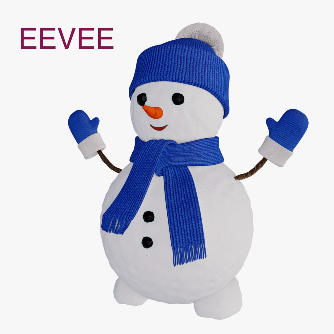 Snowman With Knitted Hat, Scarf And Mittens Model - TurboSquid 2291029