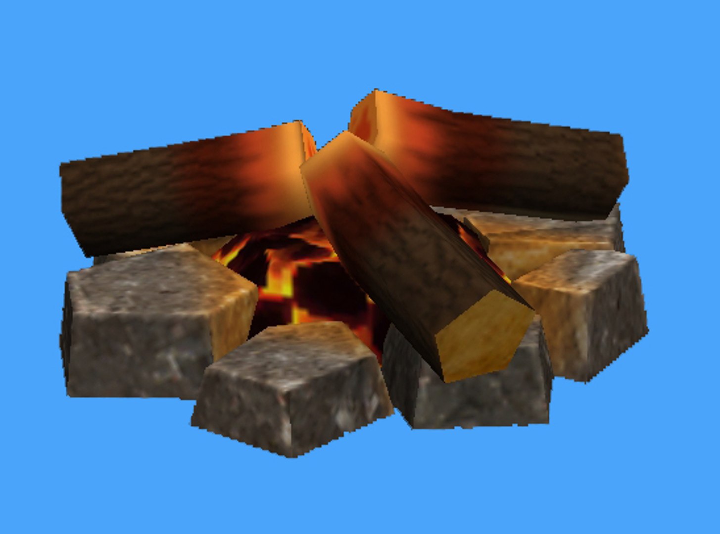 3d Model Campfire Stones Logs
