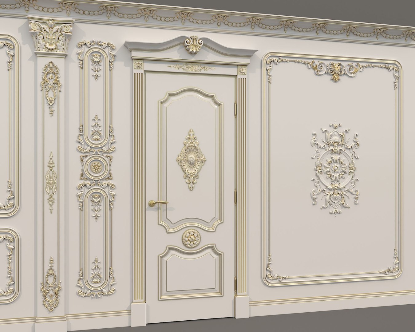 3D Model Wall Molding In Classic French Style 37 - TurboSquid 2273621