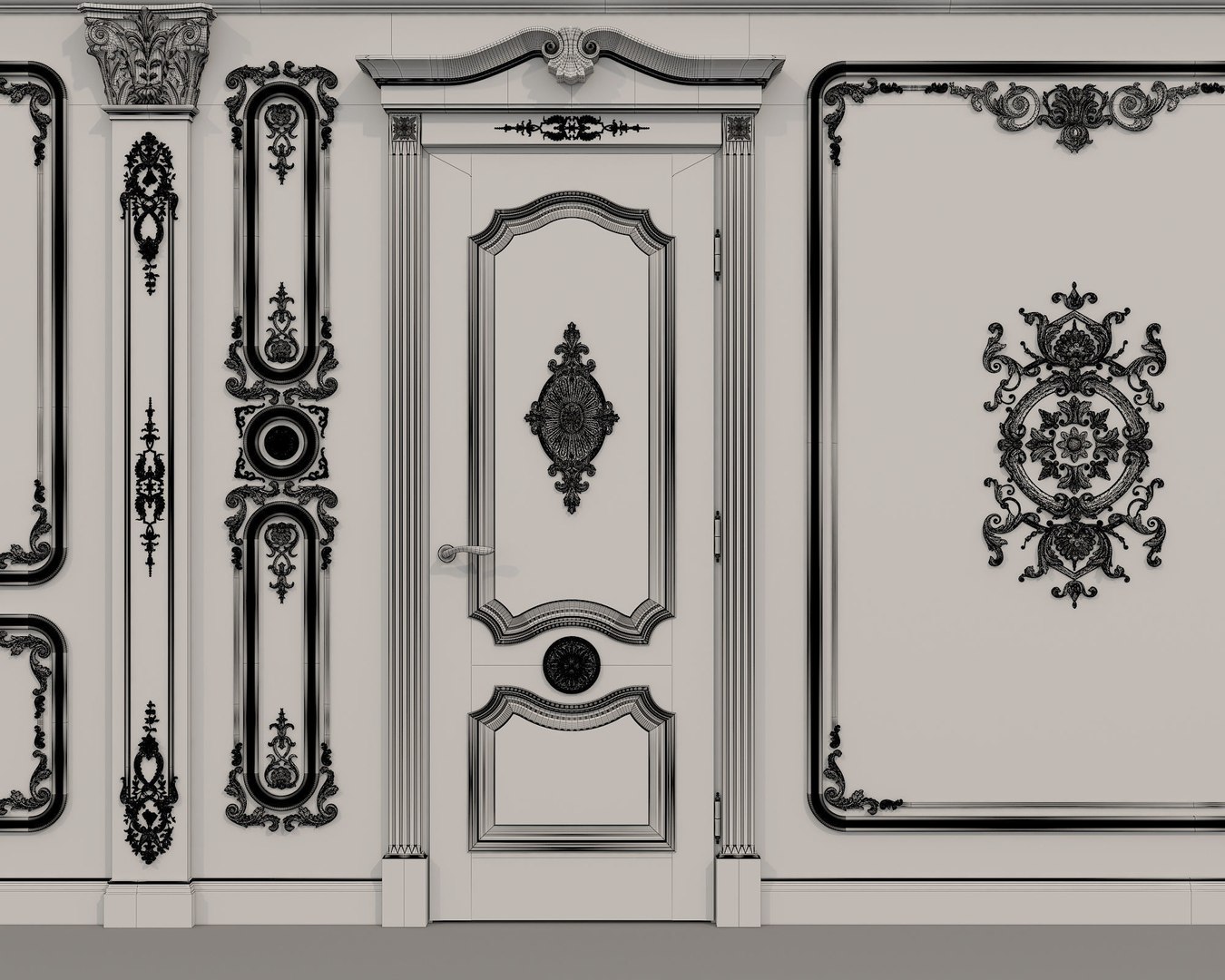 3D Model Wall Molding In Classic French Style 37 - TurboSquid 2273621