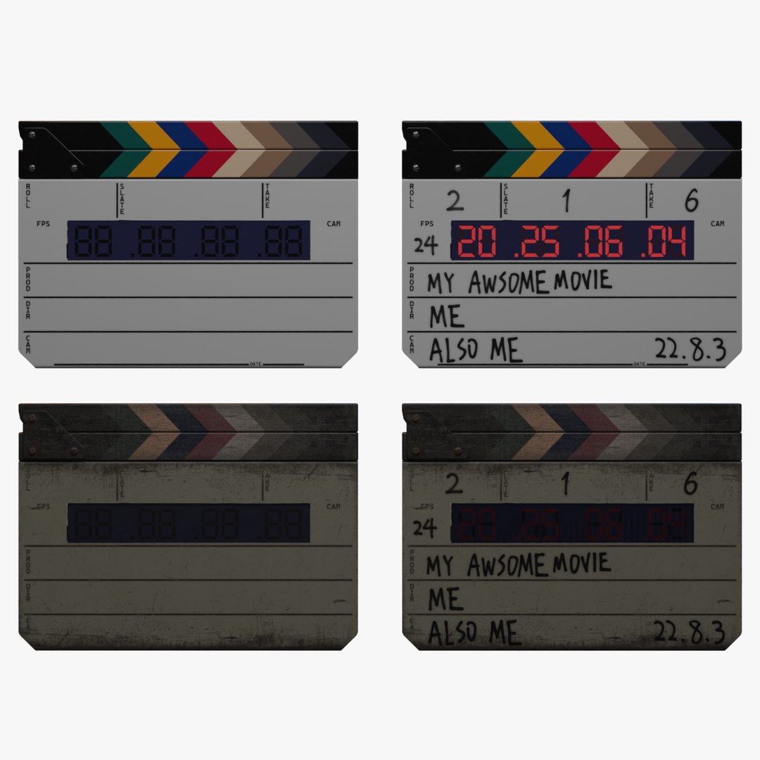 Clapperboard Film Slate With Timecode 3D - TurboSquid 1995896