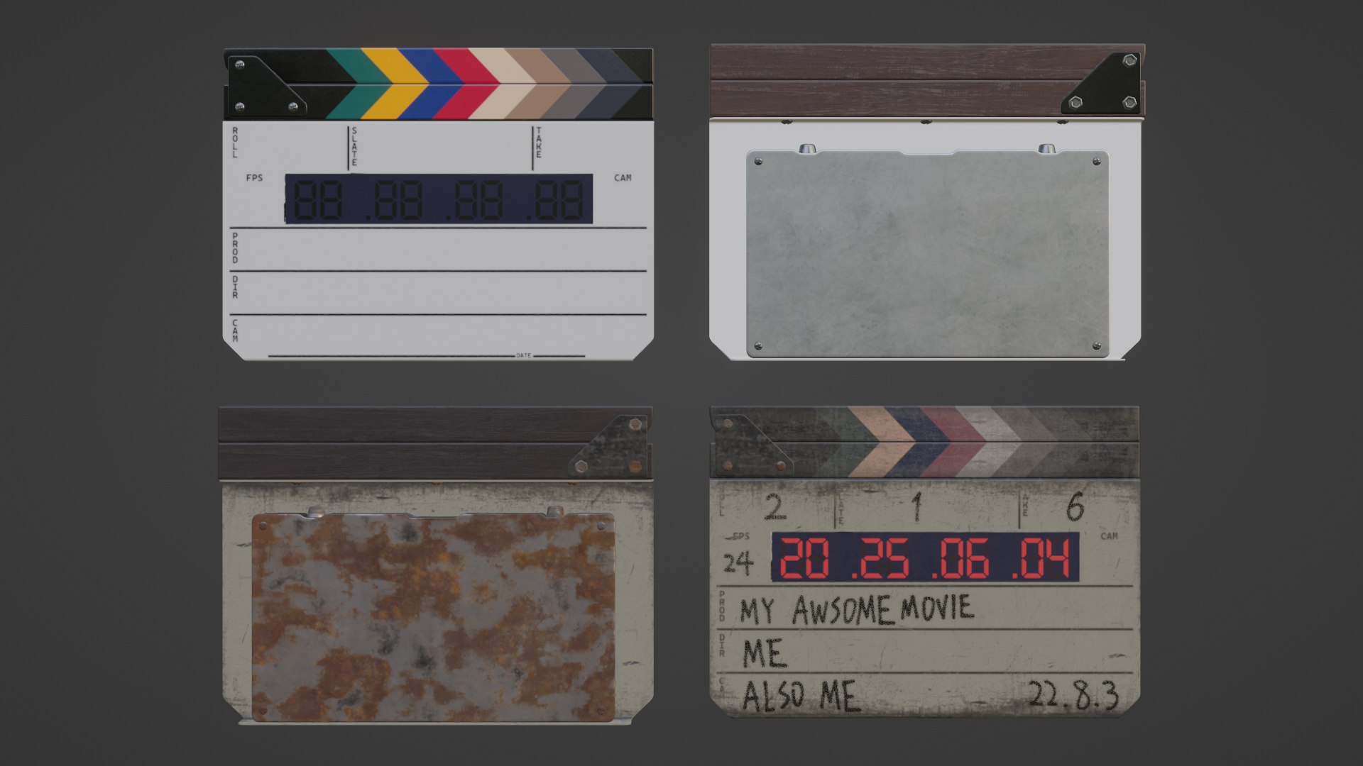 Clapperboard Film Slate With Timecode 3D - TurboSquid 1995896