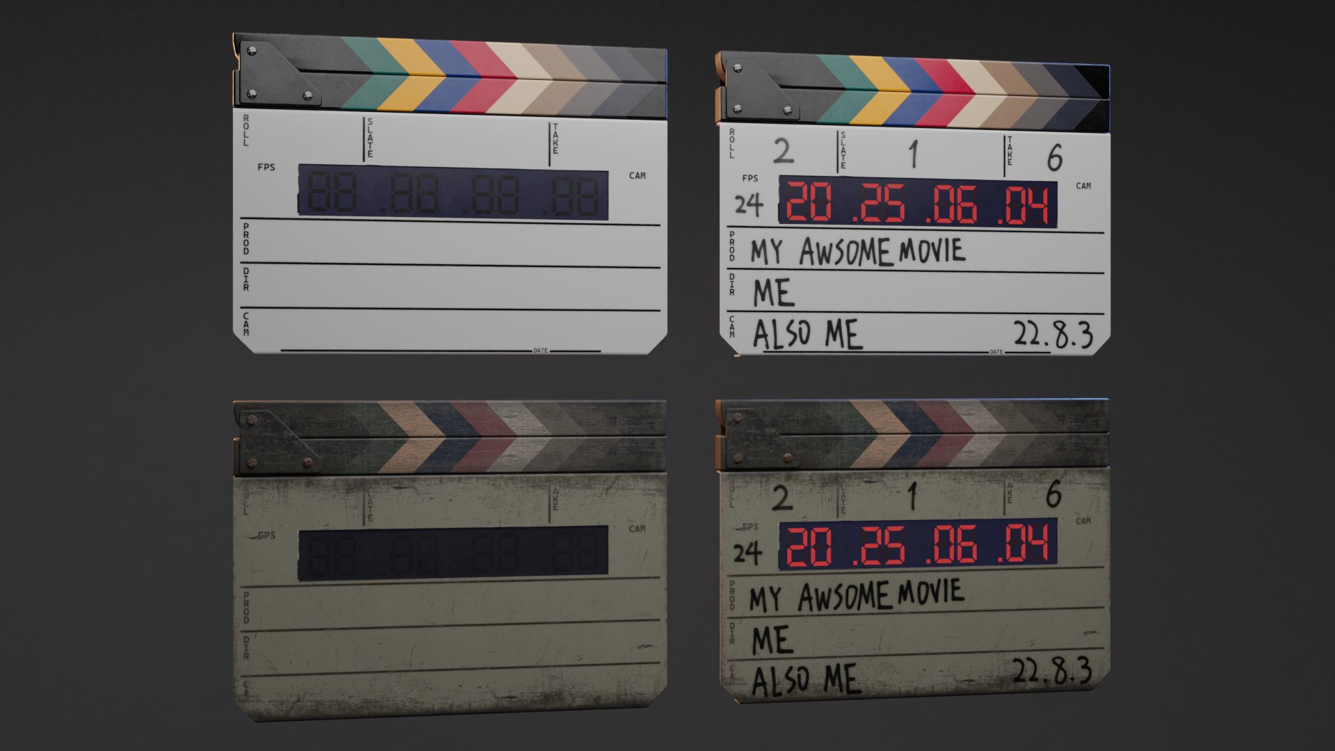 Clapperboard Film Slate With Timecode 3D - TurboSquid 1995896