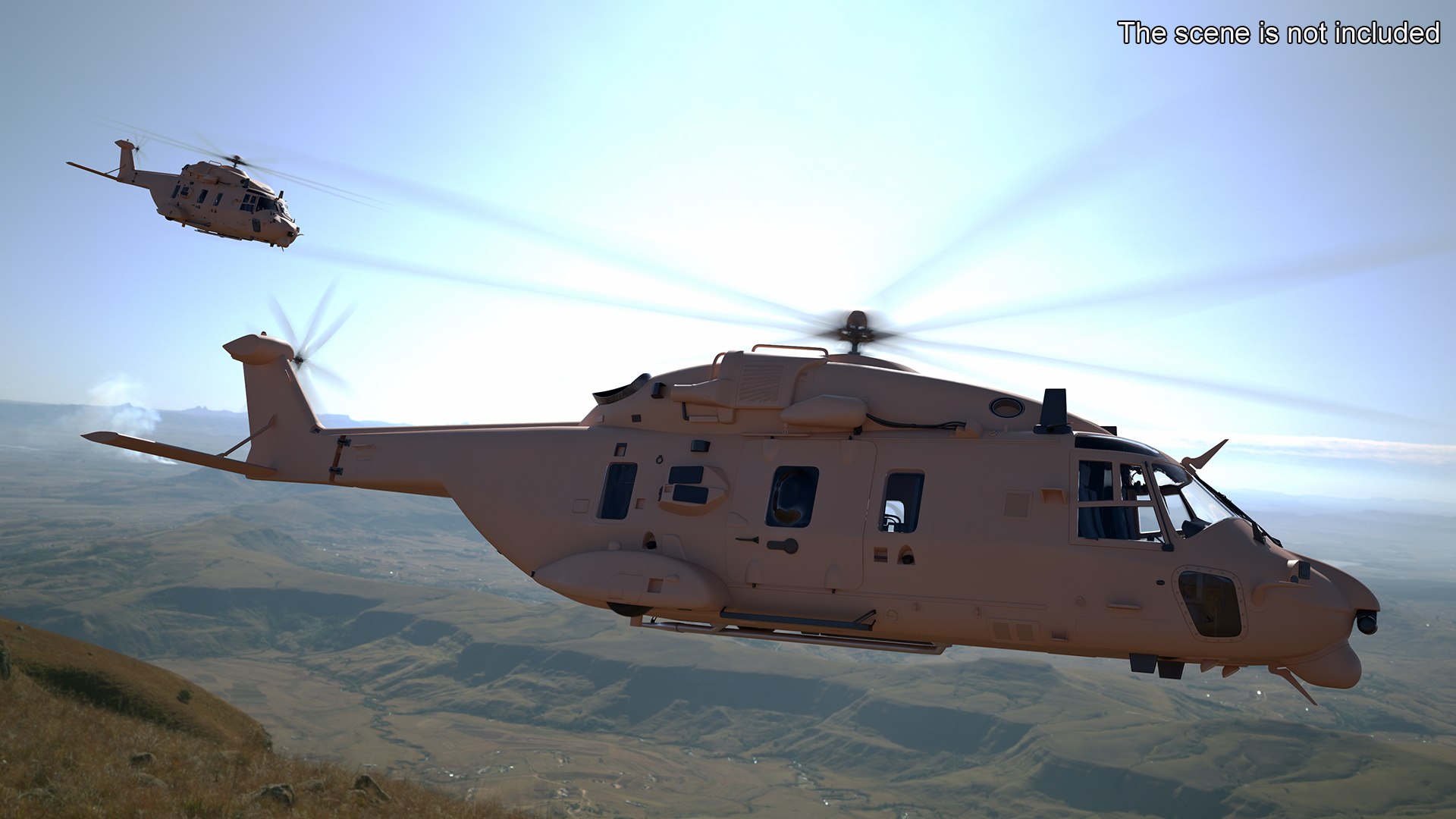 3D Military Transport Helicopter Desert Tan With Interior Rigged For ...