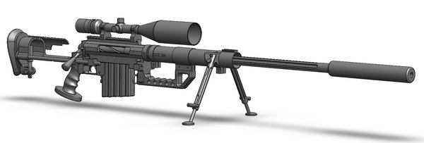 3d model sniper rifle cheytac m200