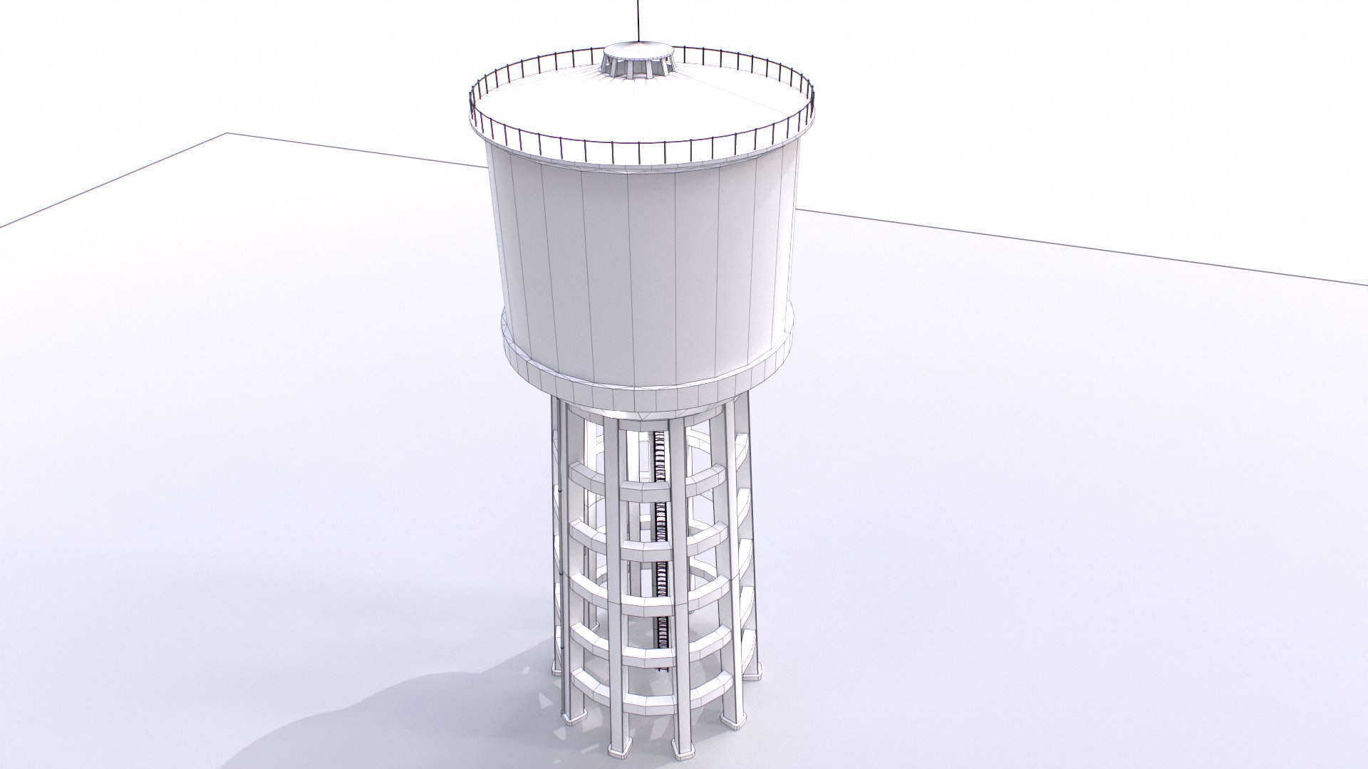 3D Concrete water tower 1 model - TurboSquid 2067918