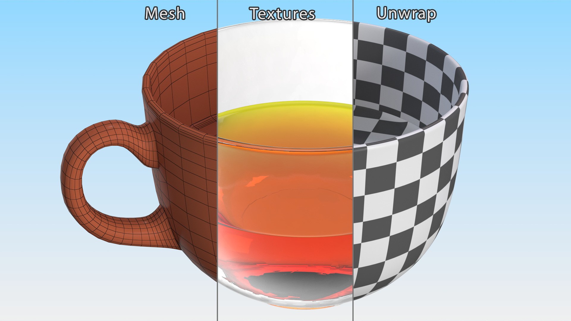 3D Half Full Empty Glass Tea Cup model - TurboSquid 2083664