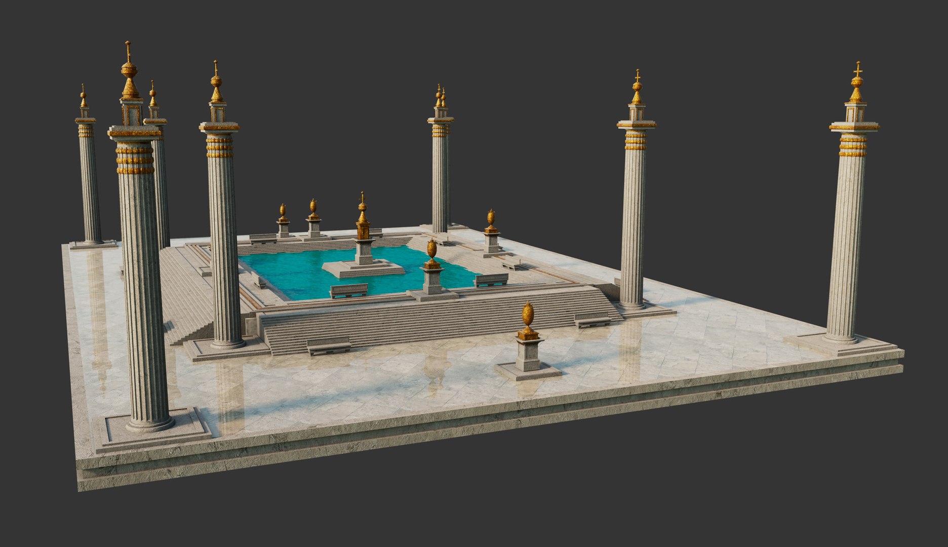 3D Ancient Pool Model - TurboSquid 2255553