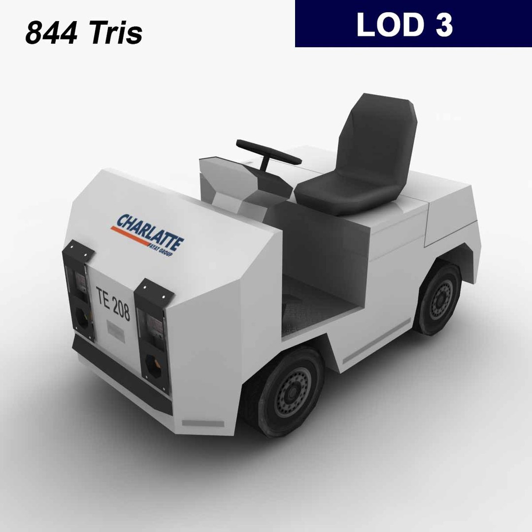 3d 3ds Charlatte Te-208 Baggage Tractor