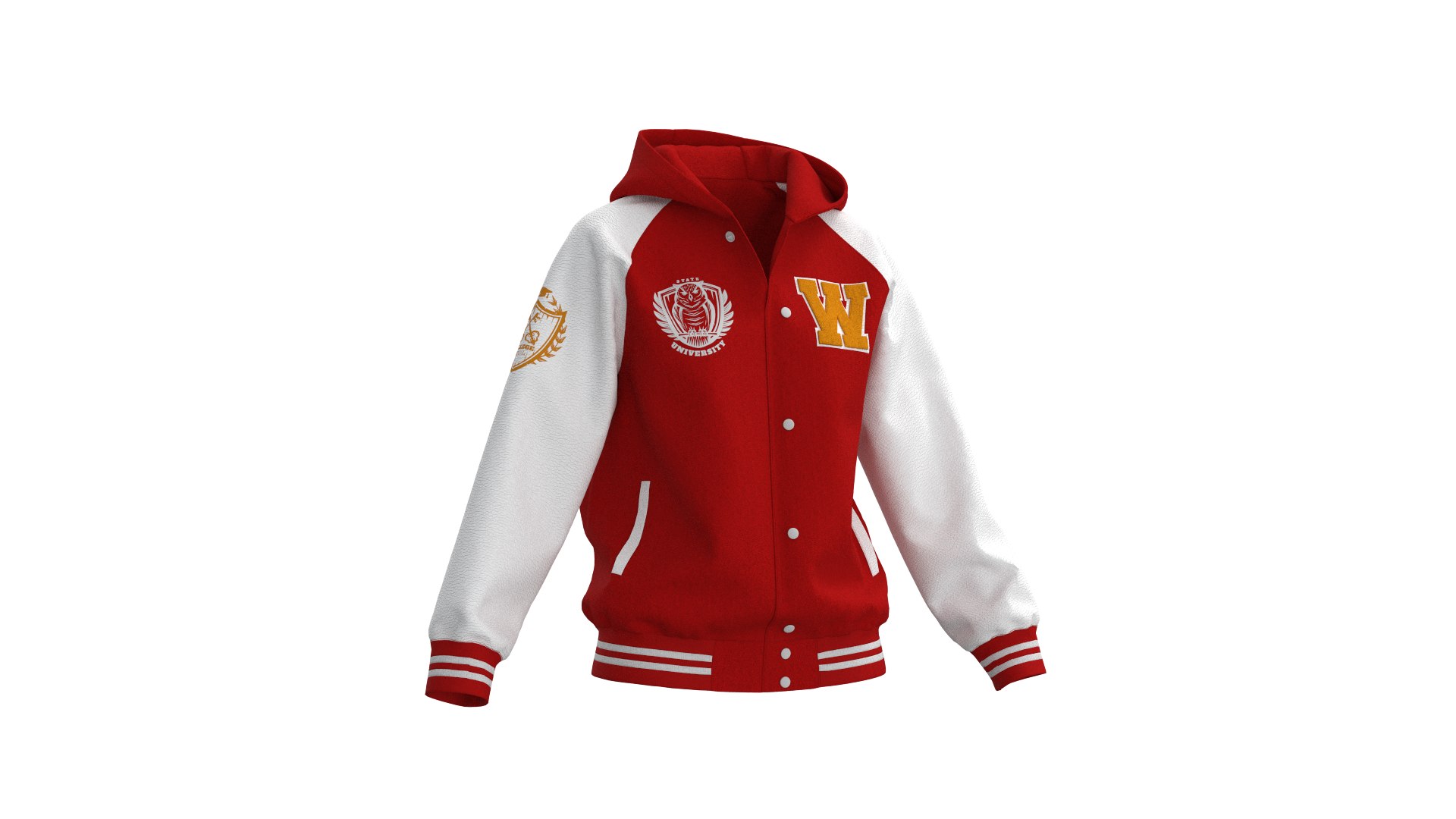 3D Female Raglan Varsity Jacket - TurboSquid 2152893