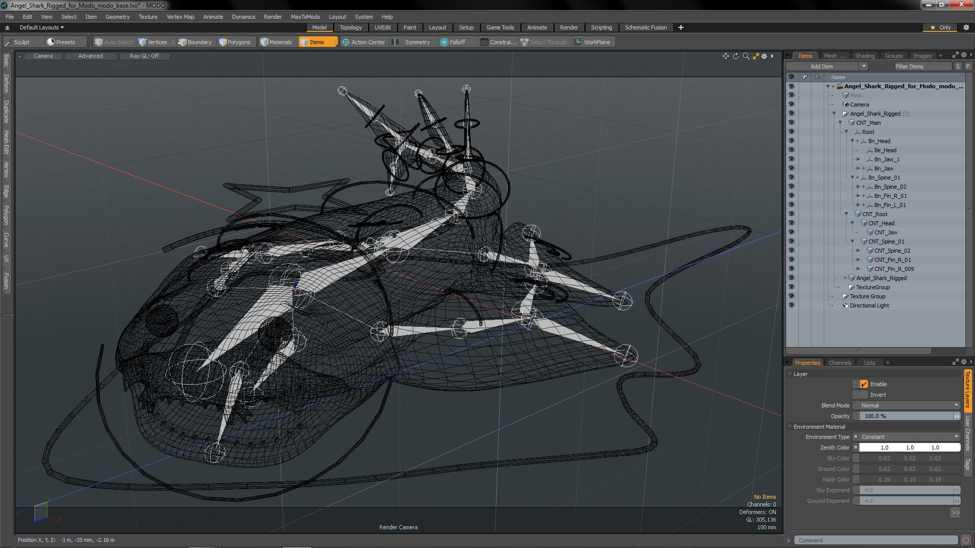 Angel Shark Rigged For Modo 3D Model - TurboSquid 1948169