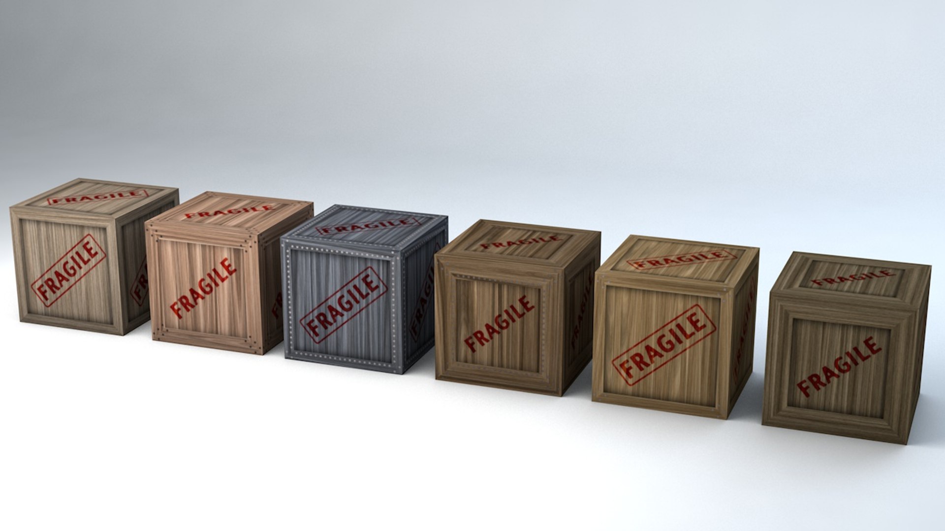 low-poly fragile wooden crates 3d c4d