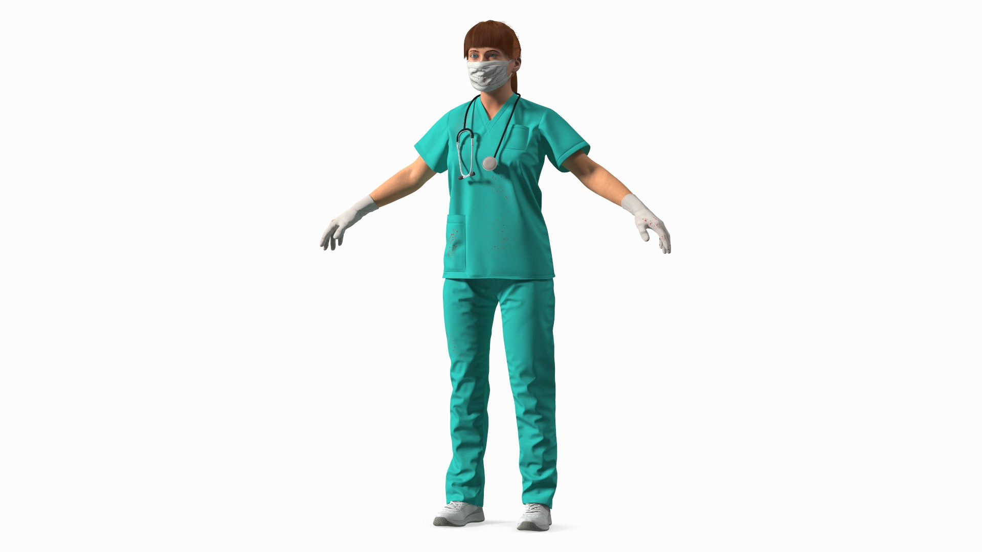 3D Female Nurse Character With Stethoscope And Face Mask Fur ...