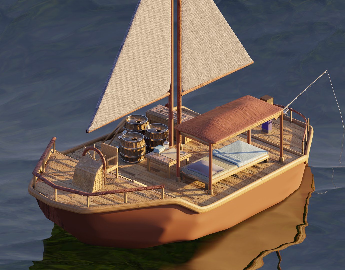 Free Old Wooden Boat Raft Model - TurboSquid 2122422