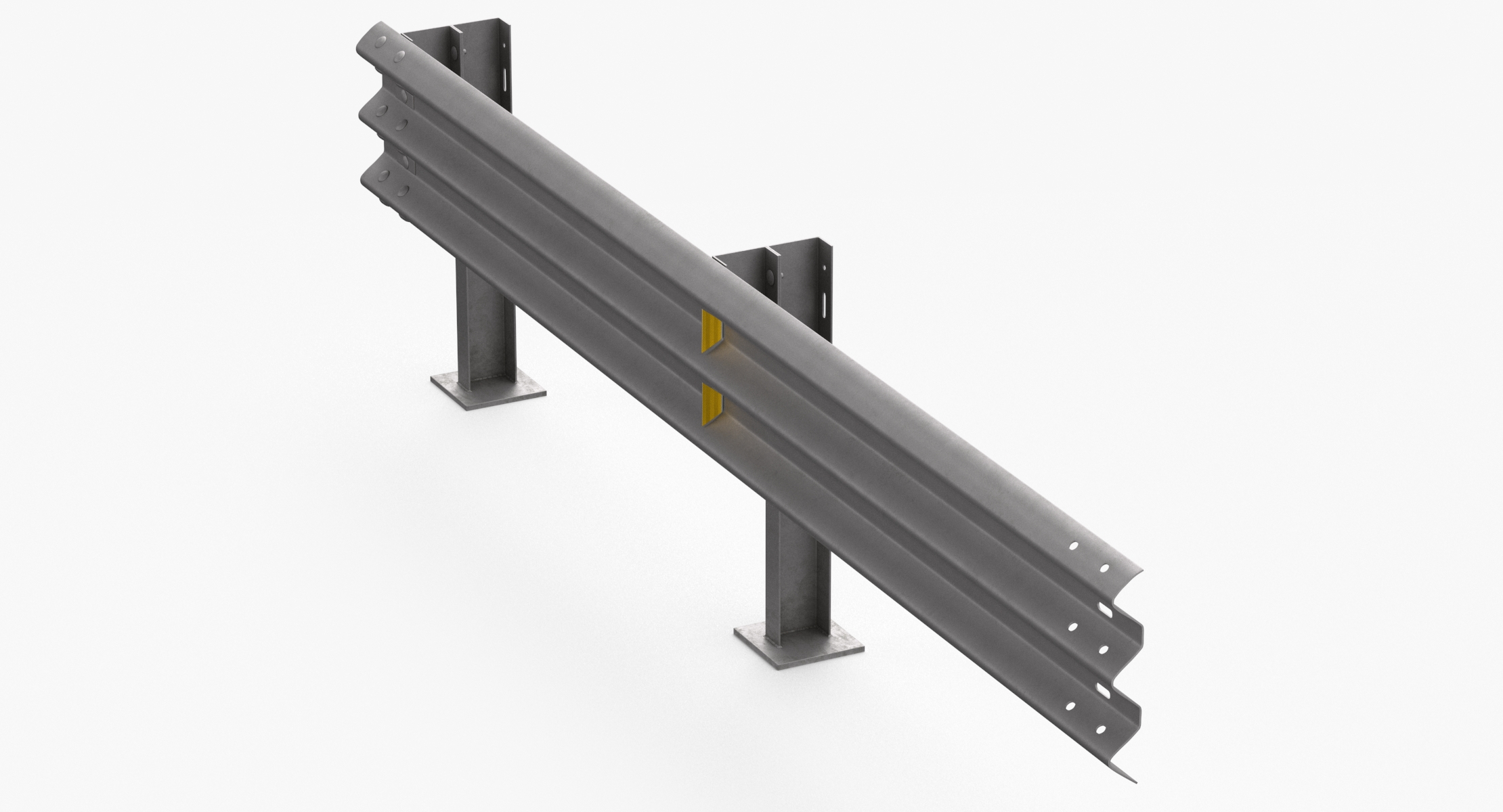 Guardrail Thrie Beam Straight Short Single model - TurboSquid 1925510