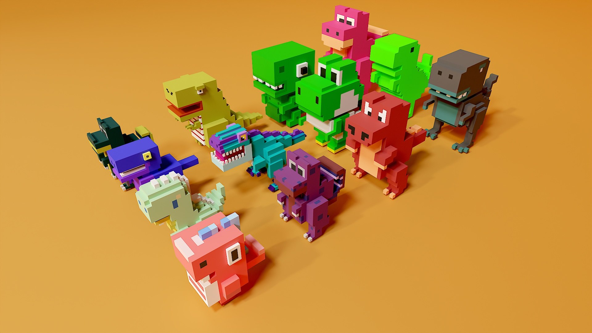 3D Dinosaur Voxel Art Pack 3d Model - TurboSquid 2182460