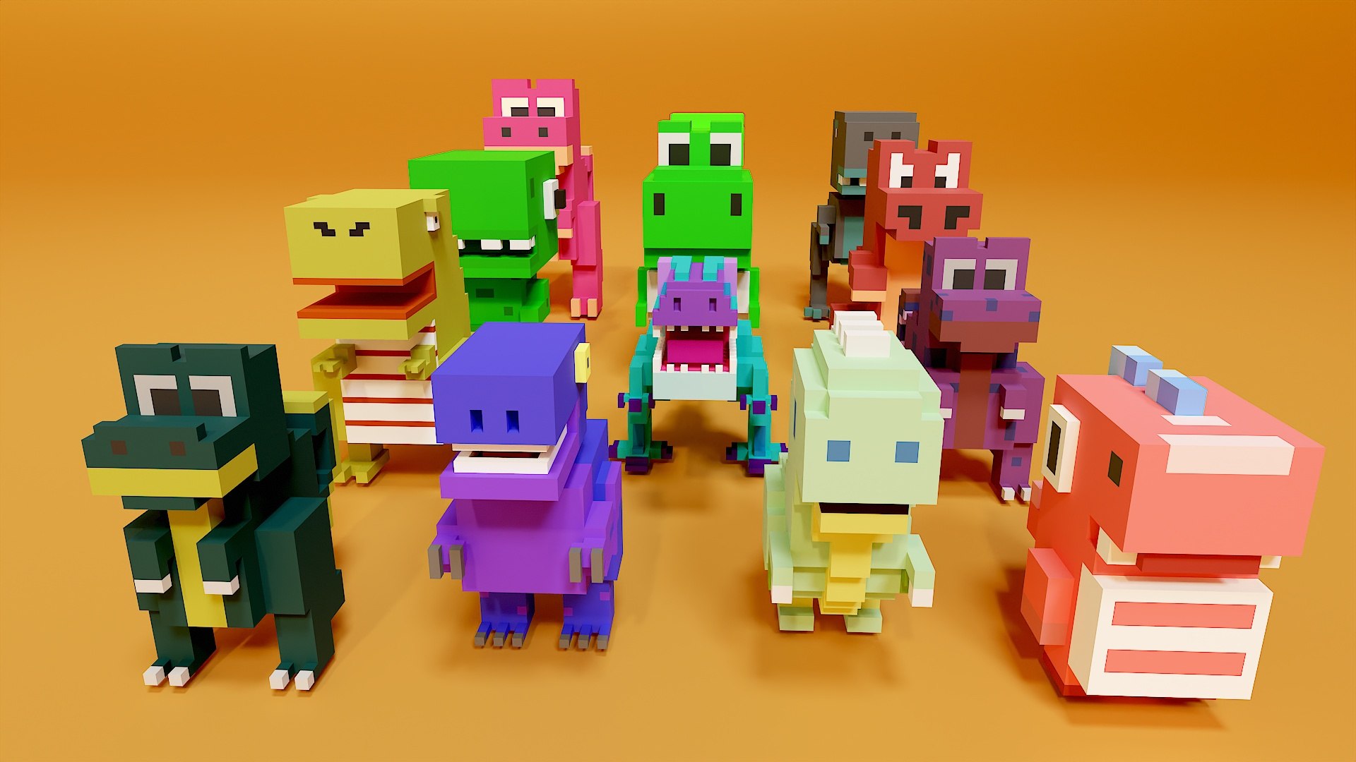 3D Dinosaur Voxel Art Pack 3d Model - TurboSquid 2182460