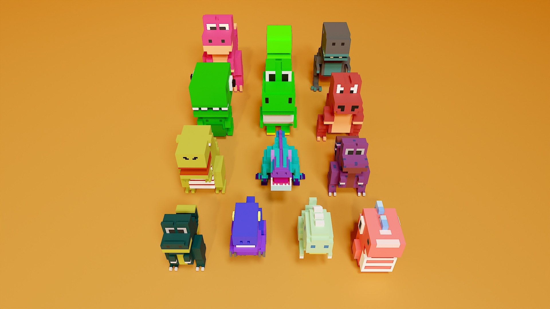 3D Dinosaur Voxel Art Pack 3d Model - TurboSquid 2182460