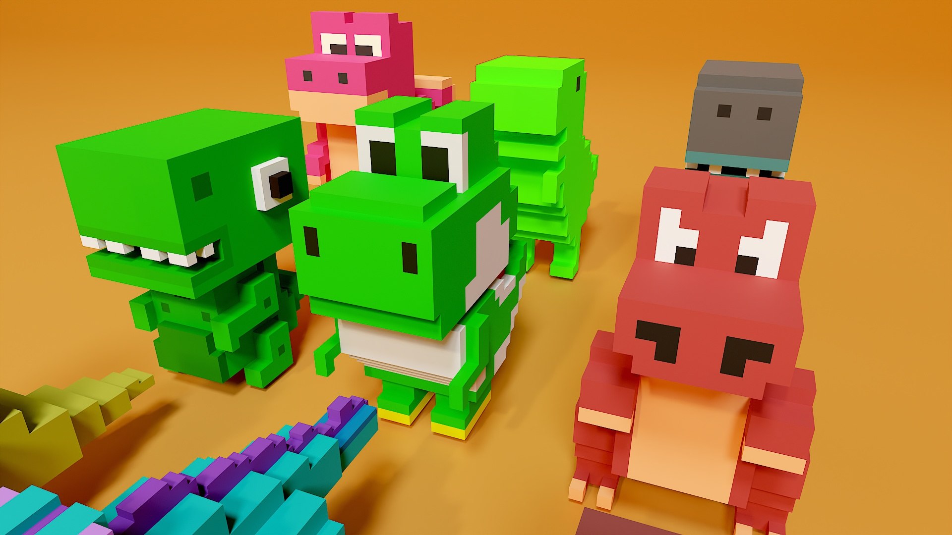 3D Dinosaur Voxel Art Pack 3d Model - TurboSquid 2182460