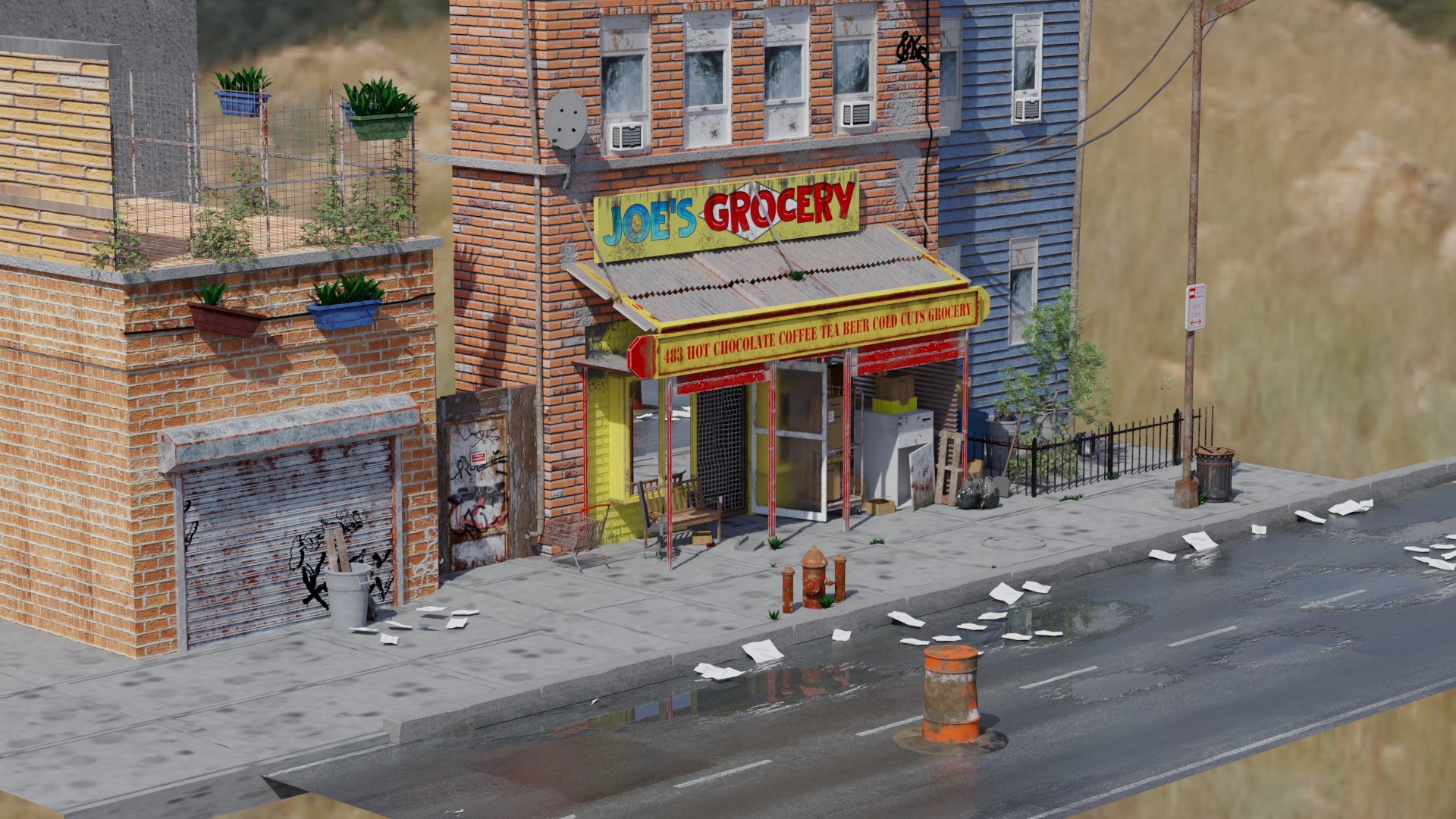 3D Grocery Shop Street Model - TurboSquid 1808146